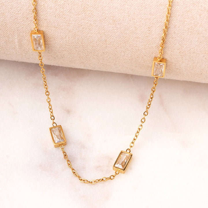Gleaming Rectangle Station Necklace – PALMONAS