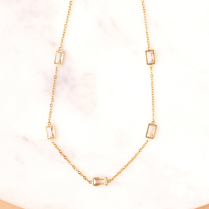 Gleaming Rectangle Station Necklace – PALMONAS