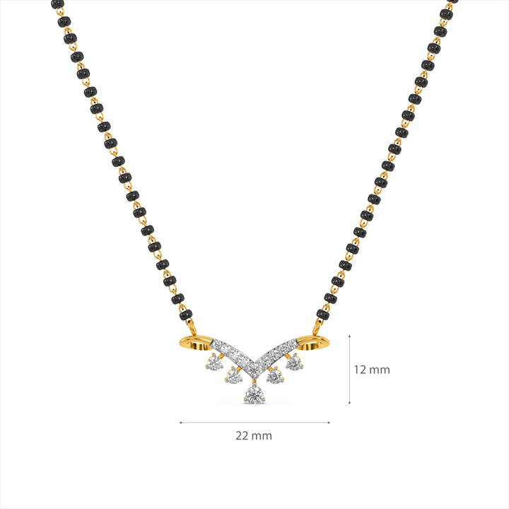 Crescent Arc Drop 9KT Gold Laboratory Grown Diamond Mangalsutra – PALMONAS