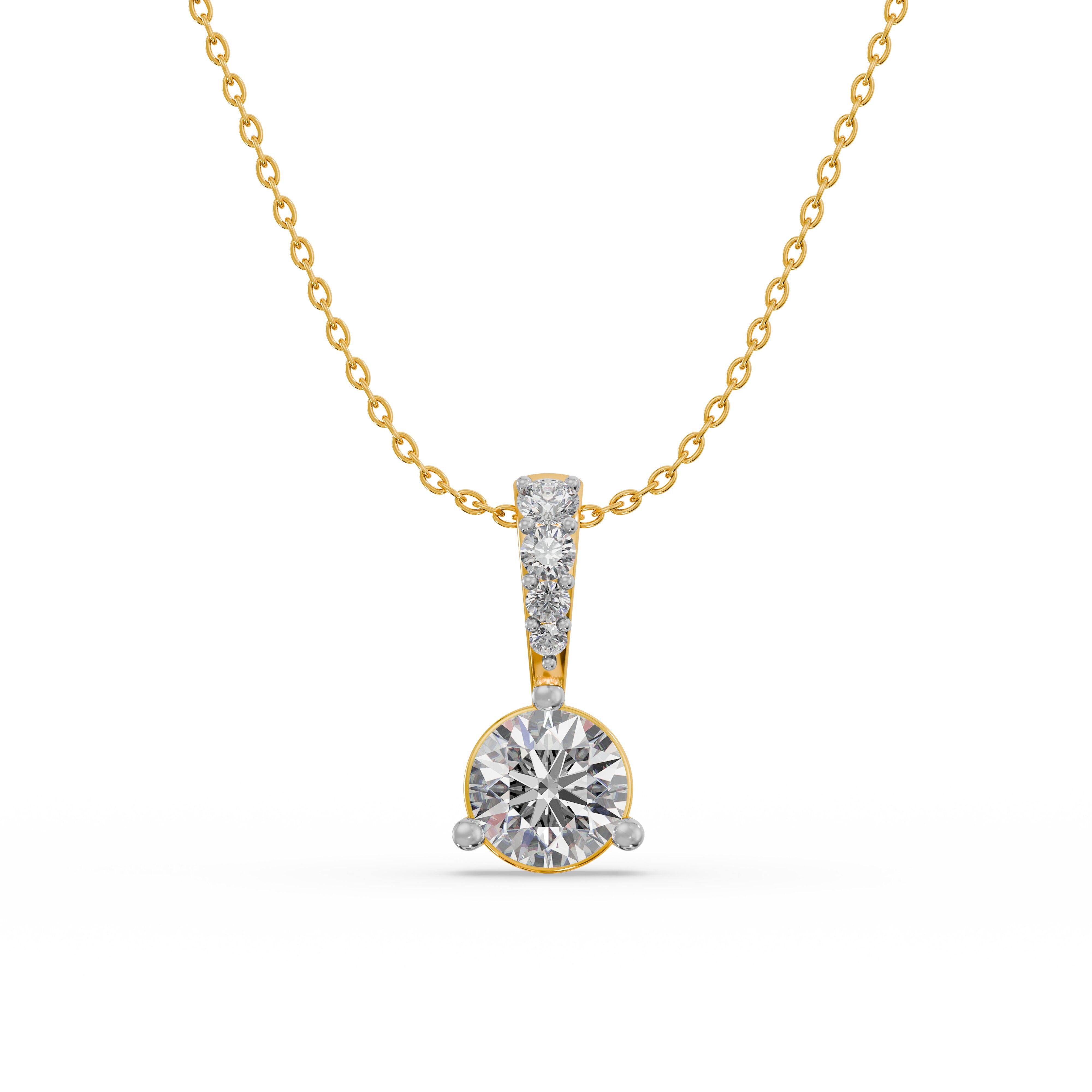 Glinting Solitaire 9KT Gold Laboratory Grown Diamond Pendant – PALMONAS