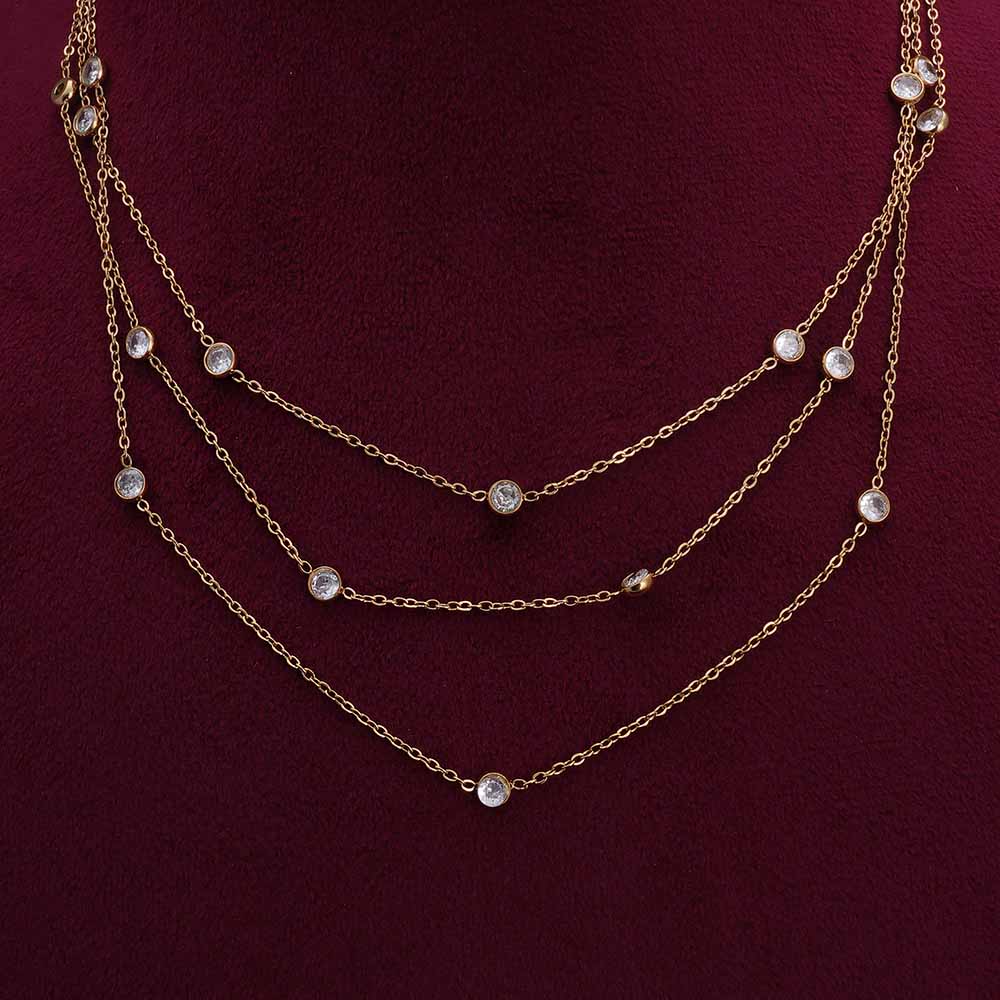 Stone Studded Layered Charm Chain Necklace – PALMONAS