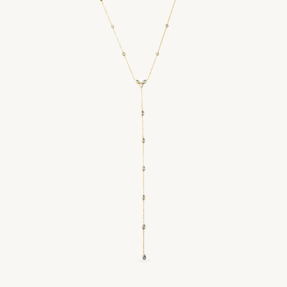 Linear Crystal Drop Lariat Necklace – PALMONAS