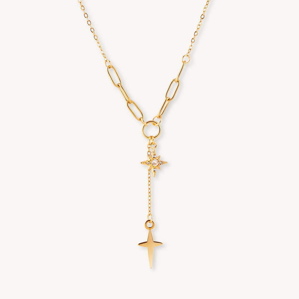 Modernistic Cross Lariat Necklace – PALMONAS