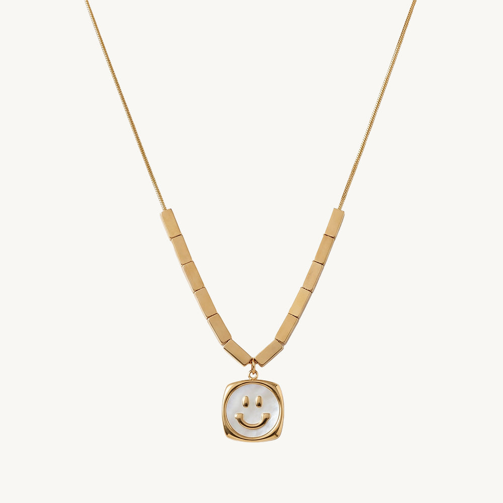 Beaded Happy Smiley Pendant Necklace – PALMONAS