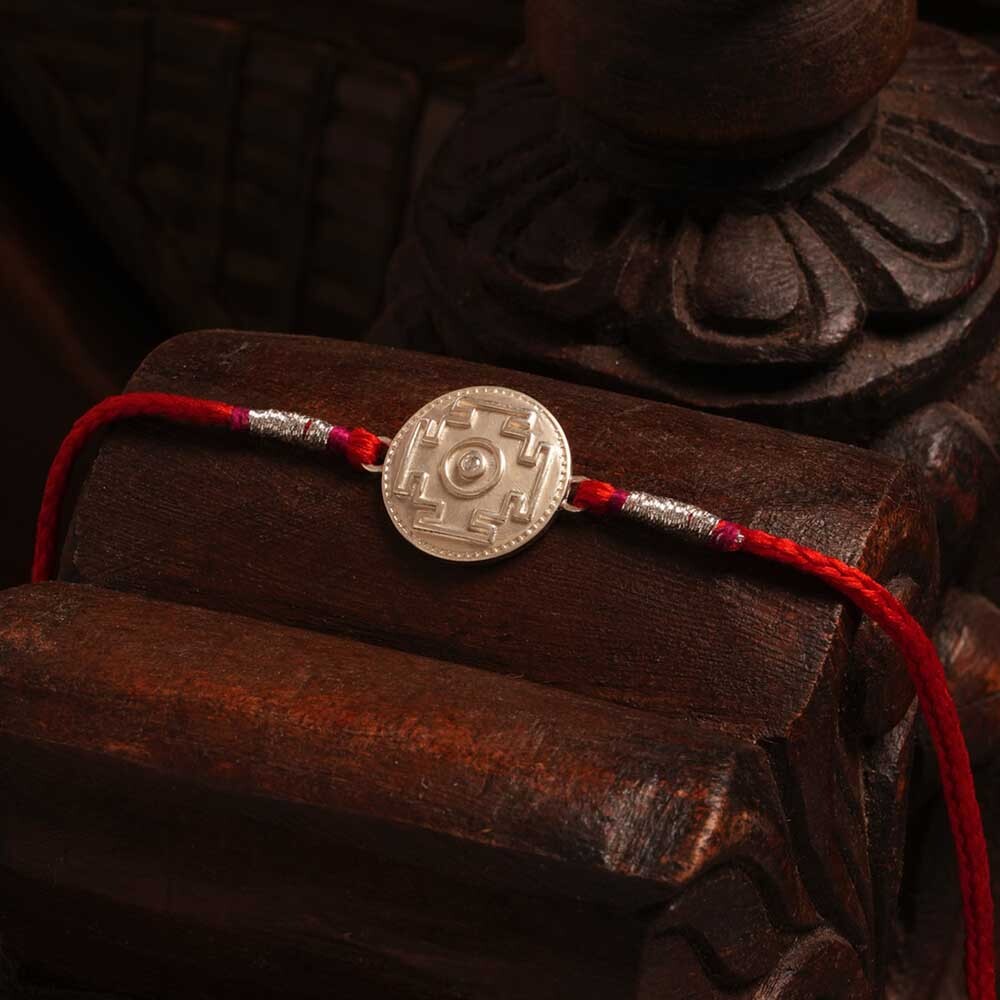 Cosmic Code 0.01 Carat Lab-Grown Diamond 999 Silver Coin Rakhi – PALMONAS