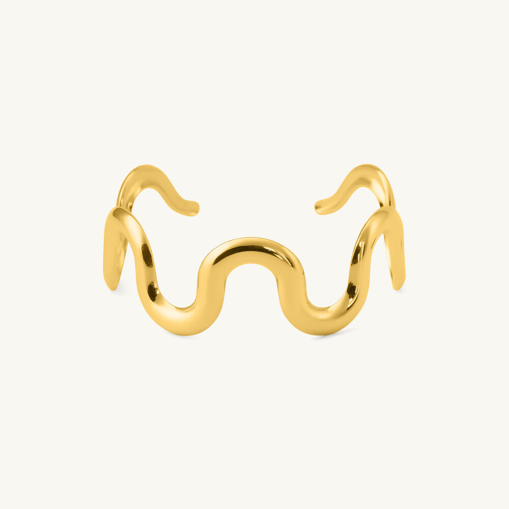 Shop Wave Sculpt Cuff Gold Bracelet for Women - PALMONAS